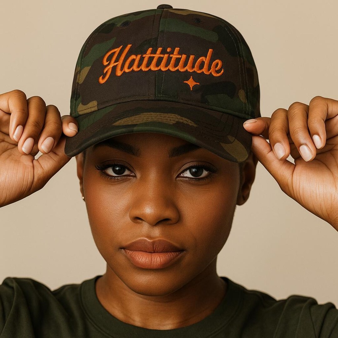 Camo Dad Hat: Embroidered 'hattitude' Baseball Cap Adjustable Street ...