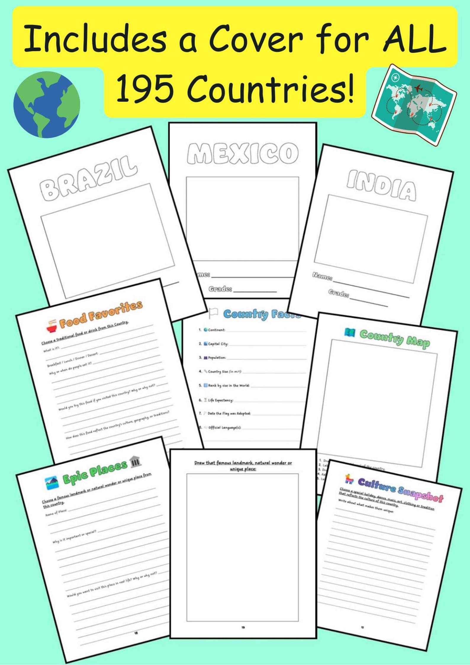 COUNTRY STUDY Research Notebook – Printable Geography Pack for Every ...
