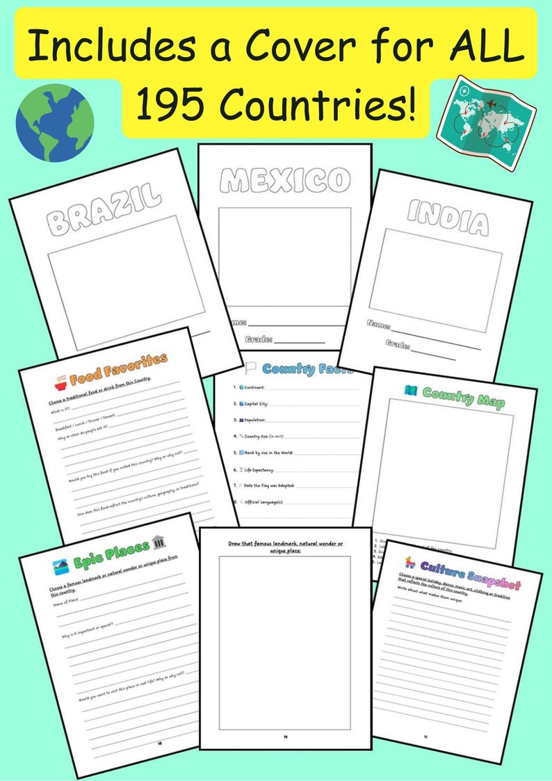 COUNTRY STUDY Research Notebook – Printable Geography Pack for Every ...
