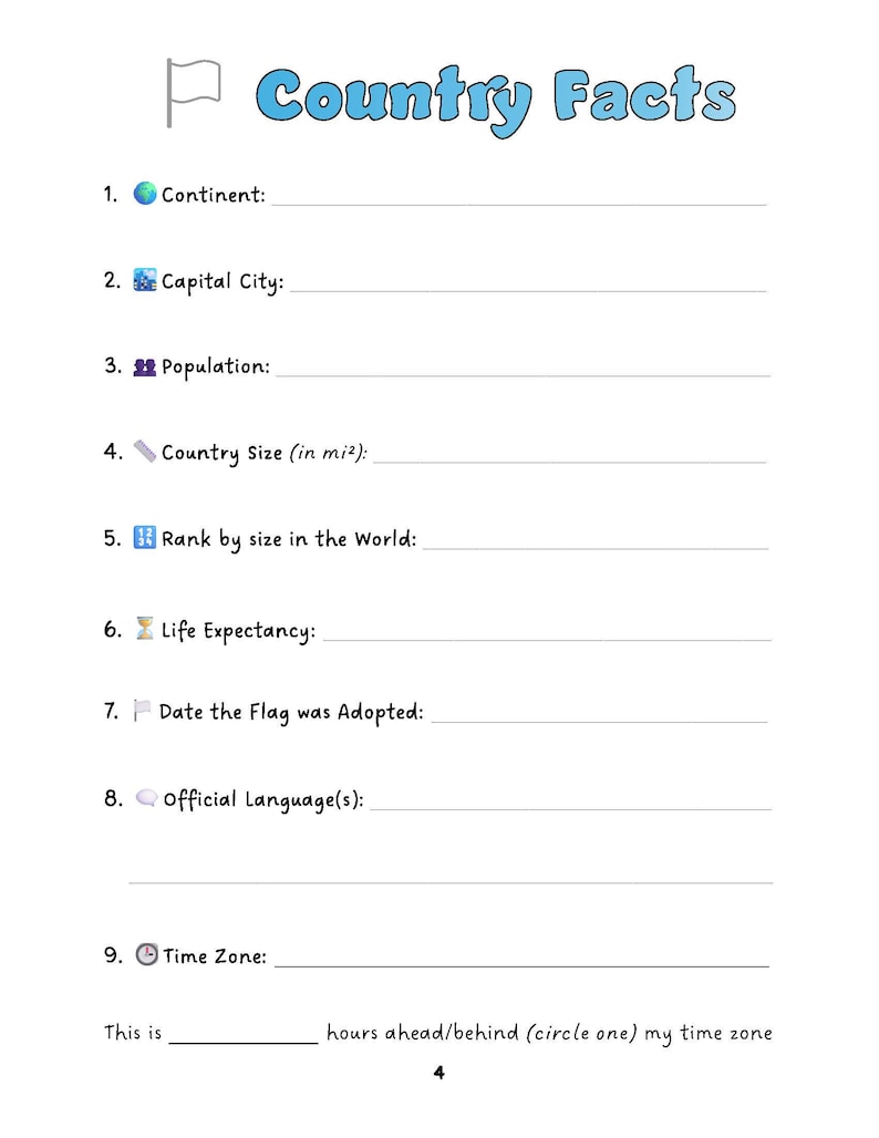 COUNTRY STUDY Research Notebook – Printable Geography Pack for Every ...