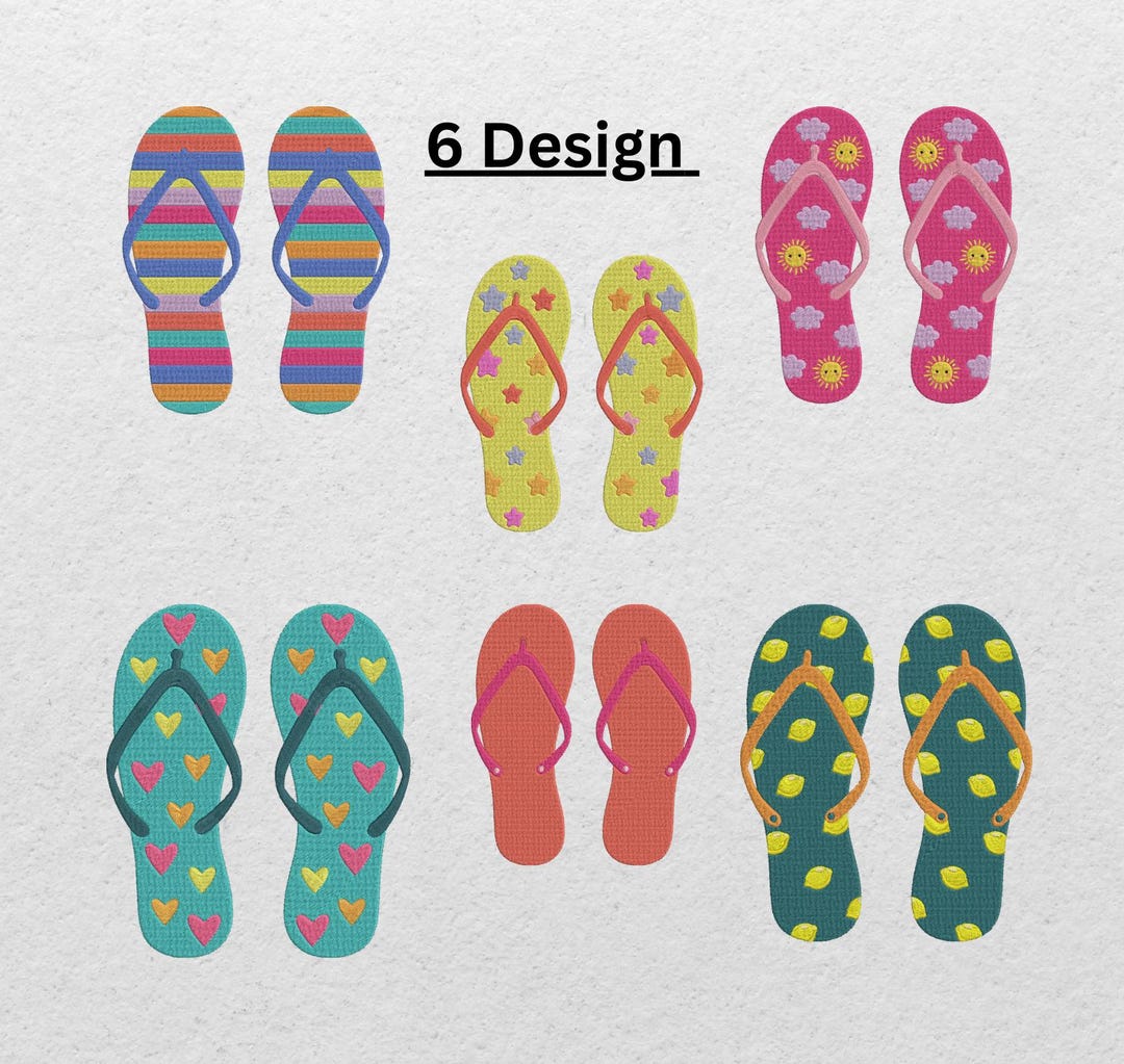 Flip Flop Embroidery Design - Etsy
