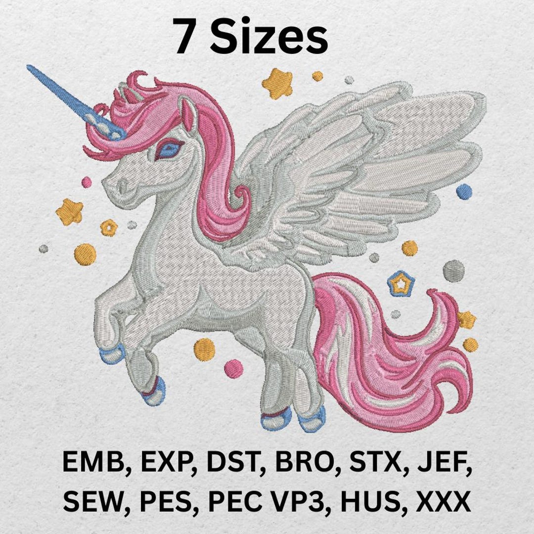 Magical Unicorn Embroidery Design | Flying Pegasus Machine Embroidery ...