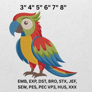 4 Parrot Embroidery Designs | Colorful Bird Machine Embroidery Files ...