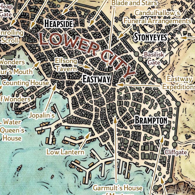 Baldur's Gate Map Poster, Frameless Wall Art & Print, Home Decor, Game ...