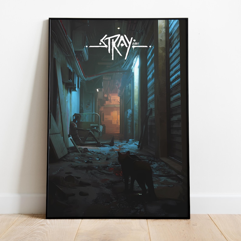 Stray Game Poster, Frameless Wall Art & Print, Wall Decor, Cat Game ...