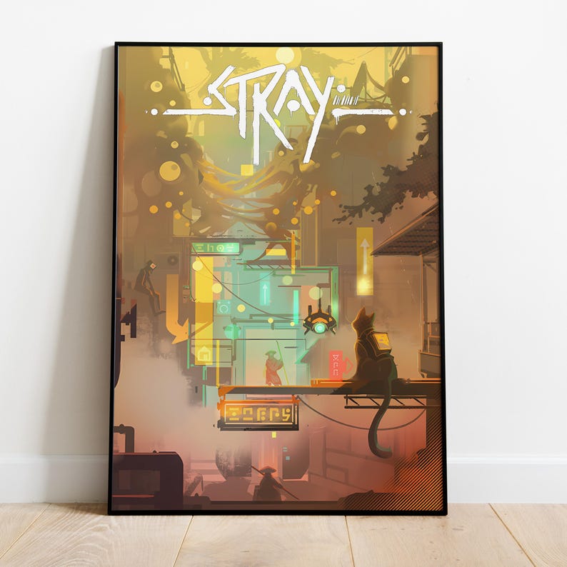 Stray Game Poster, Frameless Wall Art & Print, Wall Decor, Cat Game ...