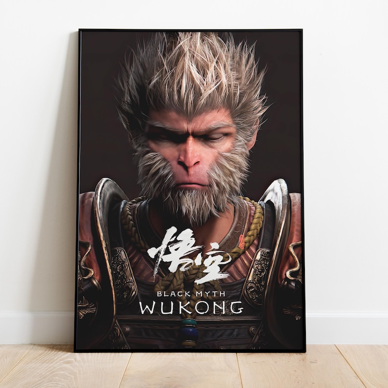 Black Myth Wukong Poster, Frameless Wall Art & Print, Monkey King ...