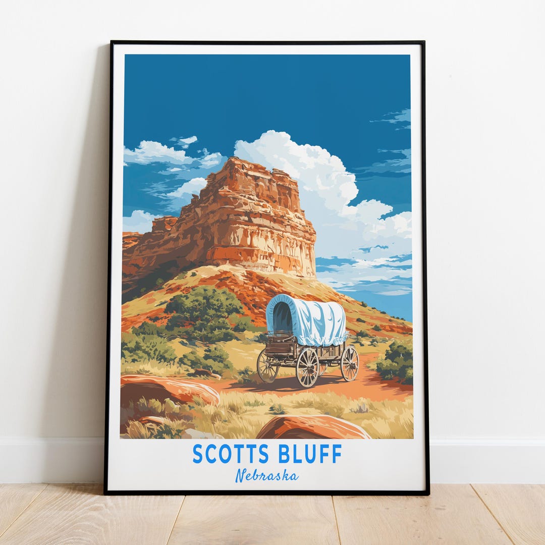 Scotts Bluff Poster, Travel Print of Scotts Bluff, Oregon Trail ...