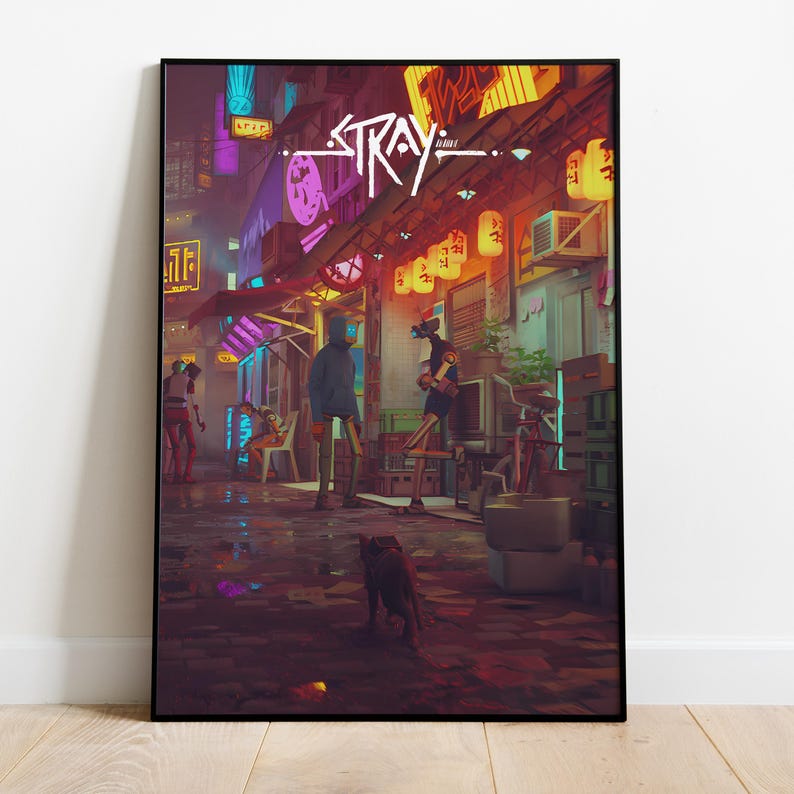 Stray Game Poster, Frameless Wall Art & Print, Wall Decor, Cat Game ...
