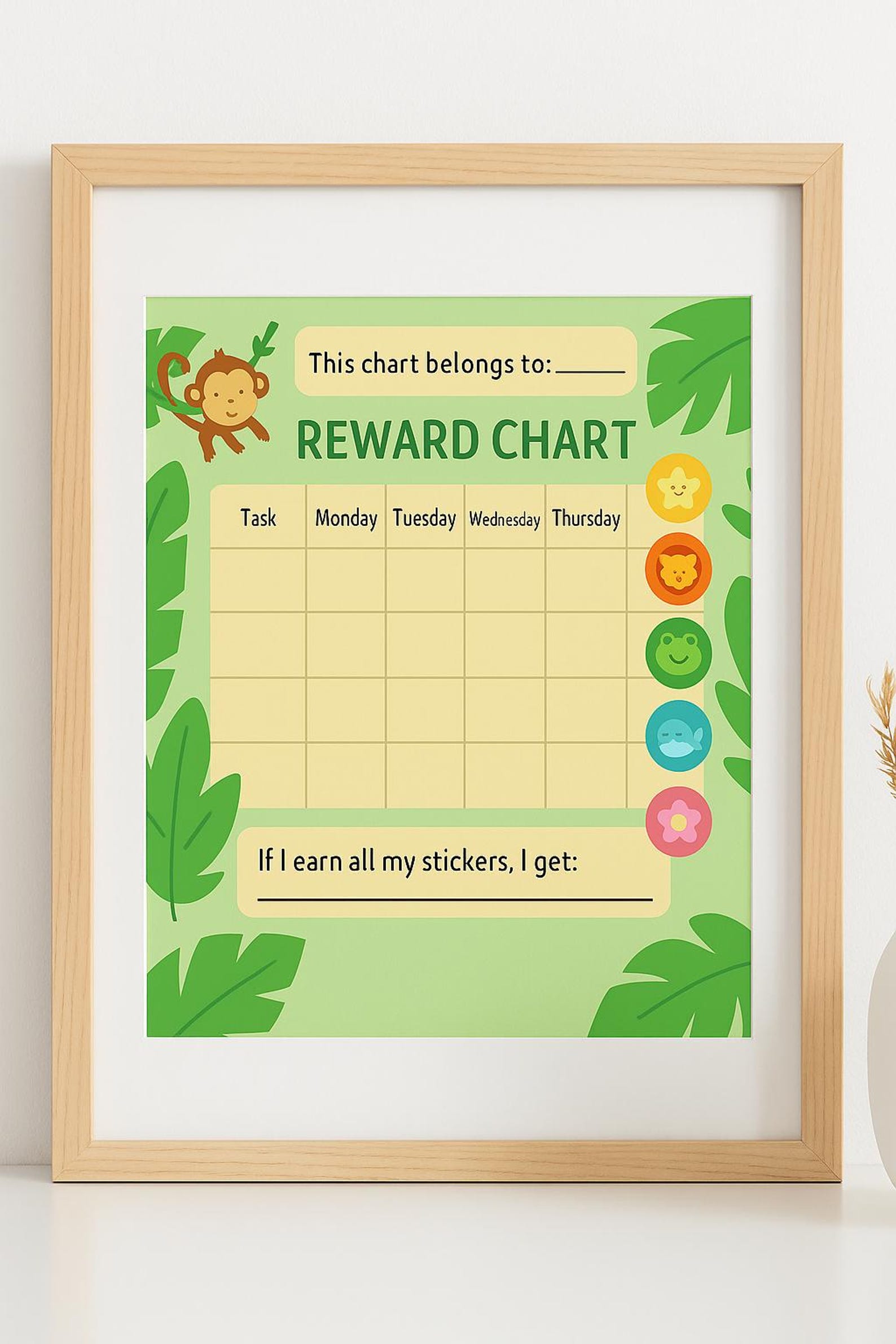 Printable Jungle Reward Chart for Children- Good Behavior Tracker ...