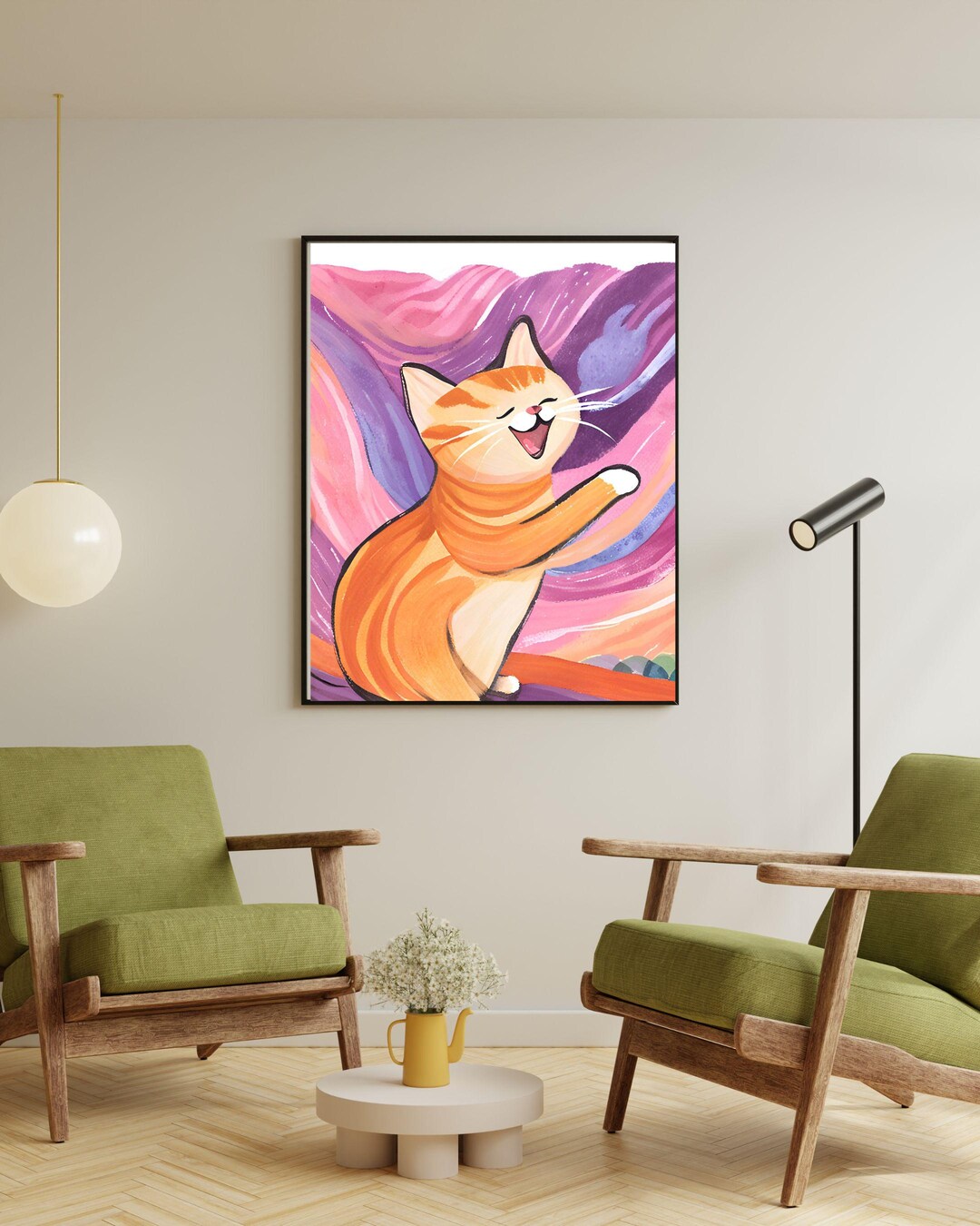 Munch Style Cat Wall Art | Expressionist Cat Print | Emotional Cat ...