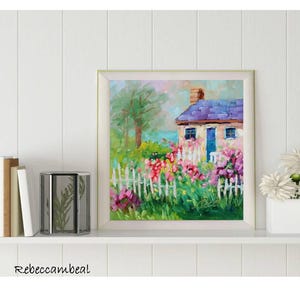 A Cottage Awash in Color Oil Painting by Impressionist Rebeccambeal - Etsy