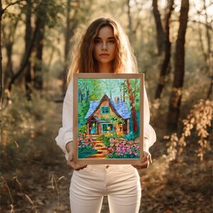 Pineview Cottage - Original Cottagecore Oil Painting by Rebecca Beal - Etsy