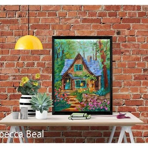 Pineview Cottage - Original Cottagecore Oil Painting by Rebecca Beal - Etsy