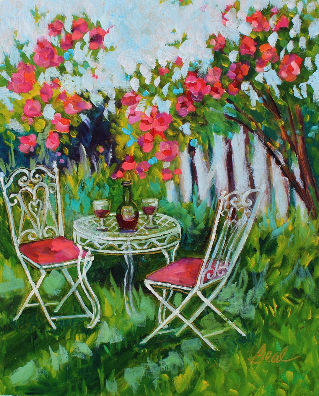 Rebecca Beal Original Impressionist Oil Painting: Garden Retreat - Etsy