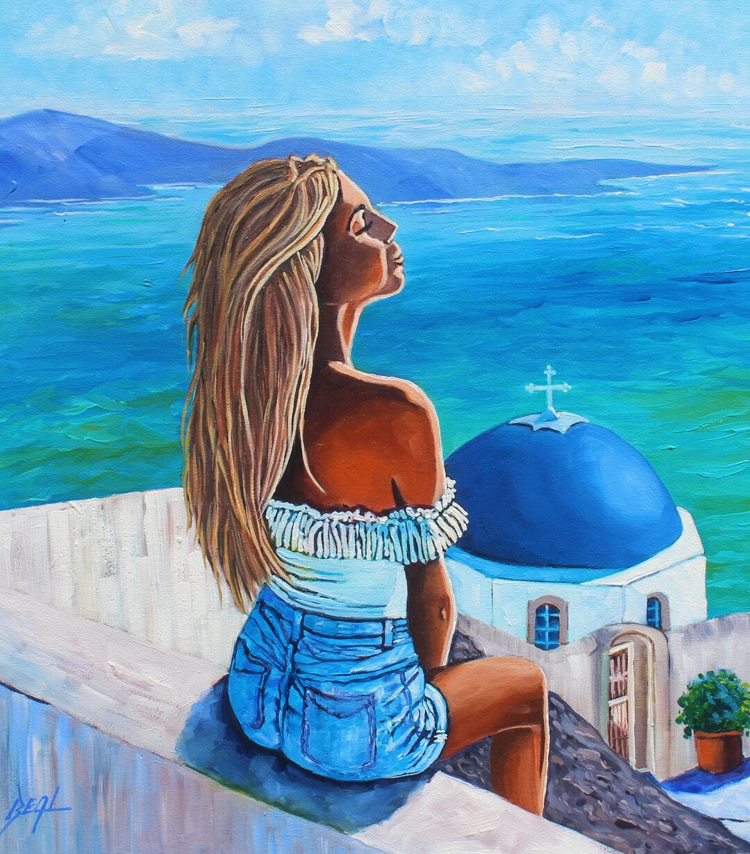 Sunshine in Santorini Giclee Canvas Print by Rebecca Beal, Wall Art - Etsy