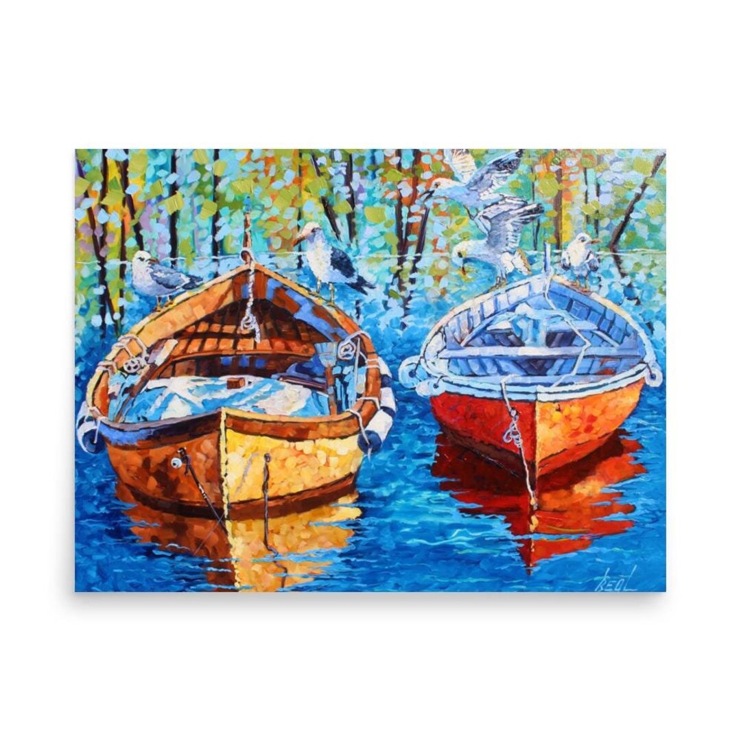 Original Artwork Museum-quality Print - Boats - Vibrant Inkjet Print - Etsy
