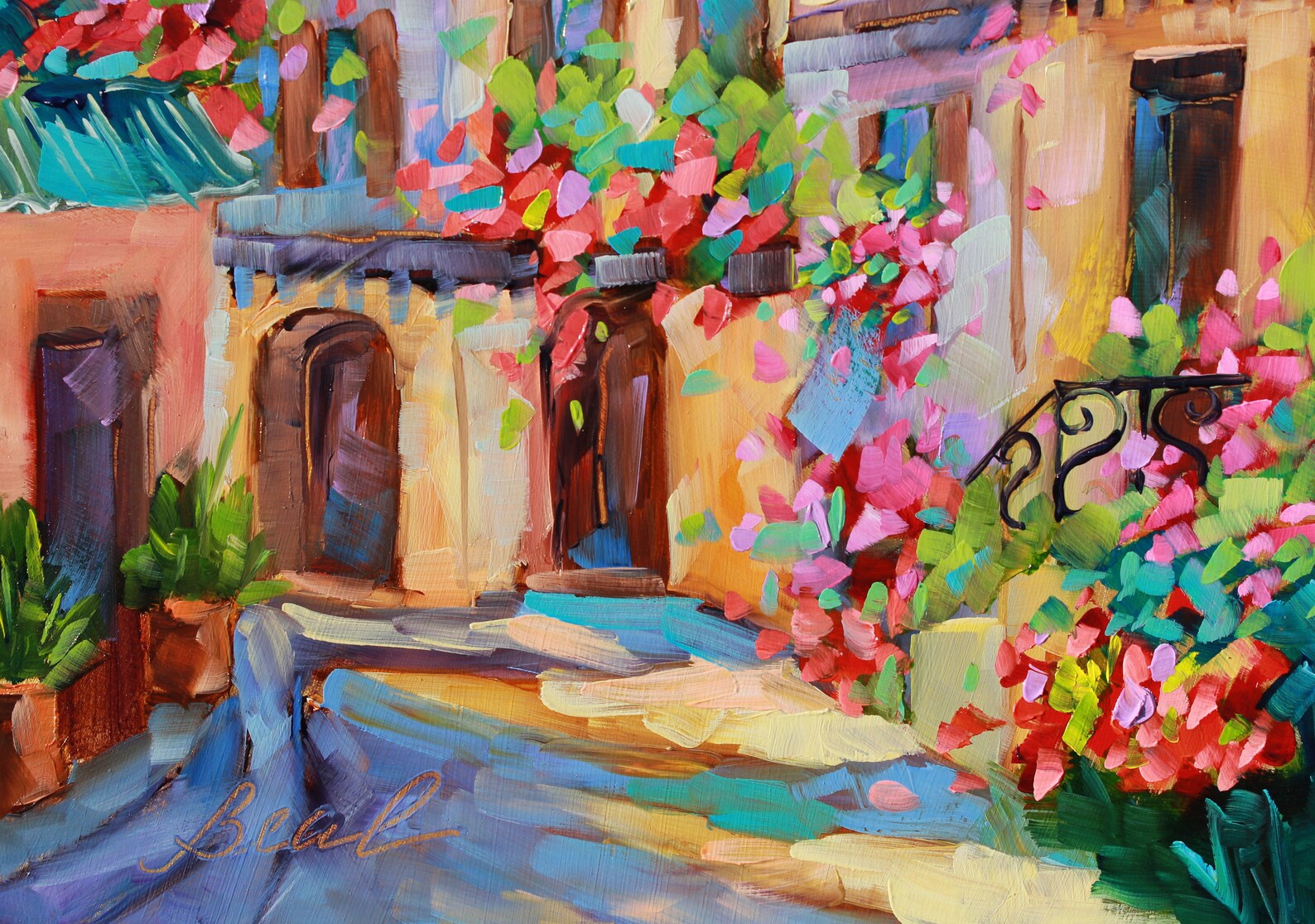 Charming Street in Europe, Impressionist Original Oil Painting by ...