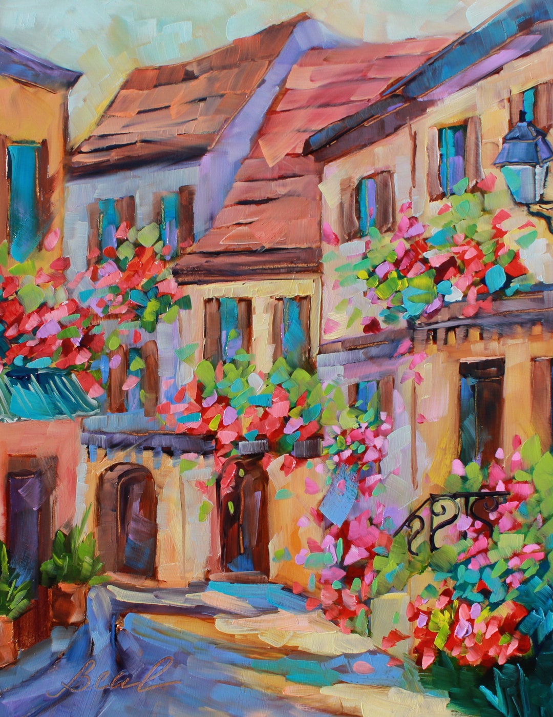 Charming Street in Europe, Impressionist Original Oil Painting by ...