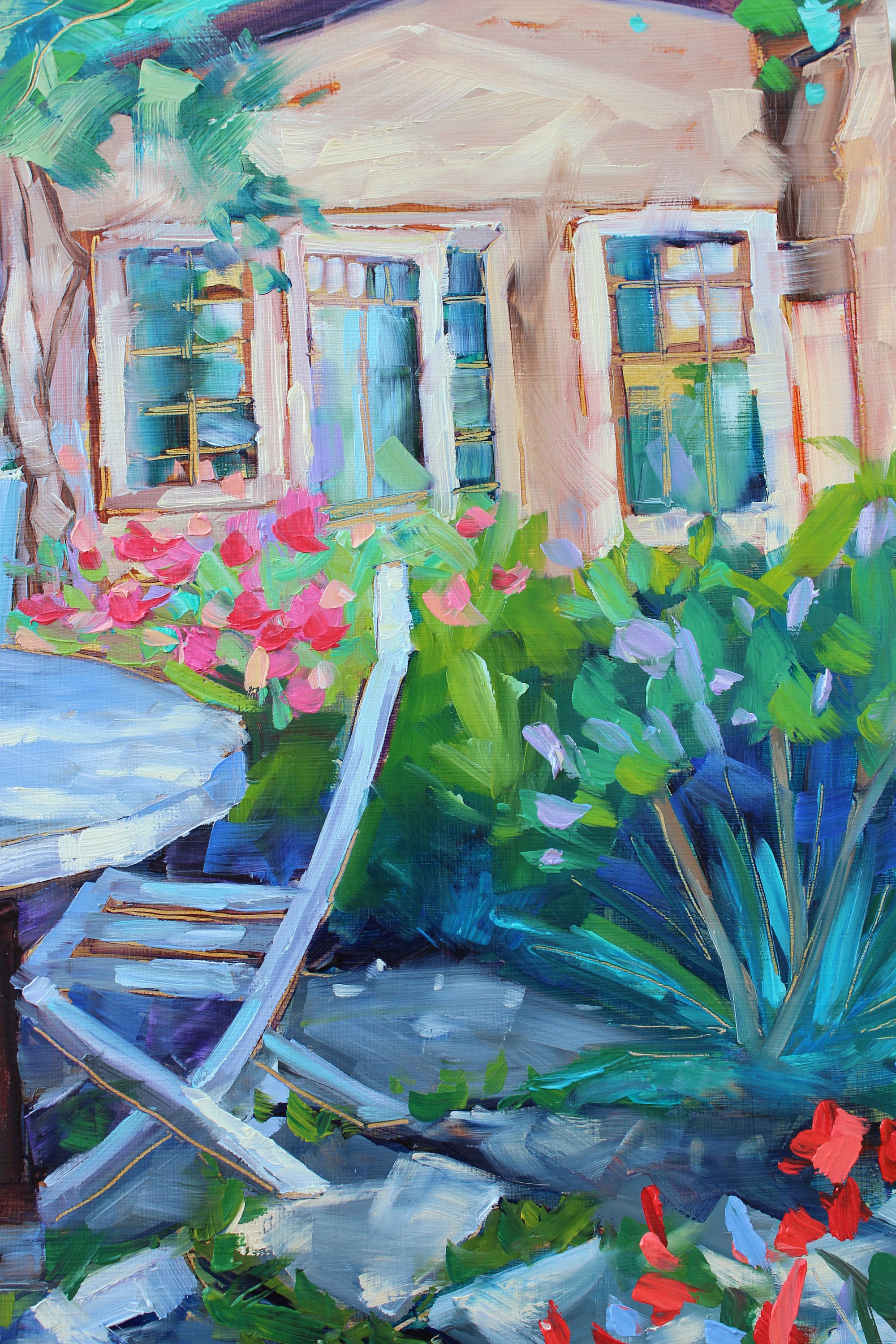 Garden Retreat: Behind the Cottage Impressionist Art by Rebecca M Beal ...