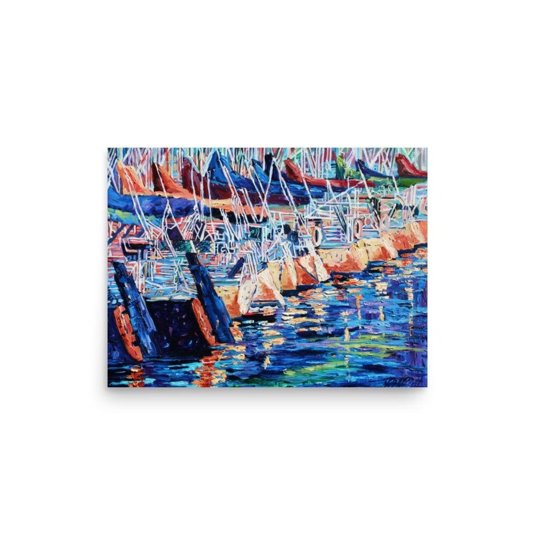 Original Artwork Museum-quality Print - Abstract Boats - Vibrant Inkjet ...