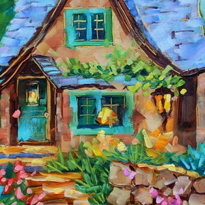 Pineview Cottage - Original Cottagecore Oil Painting by Rebecca Beal - Etsy