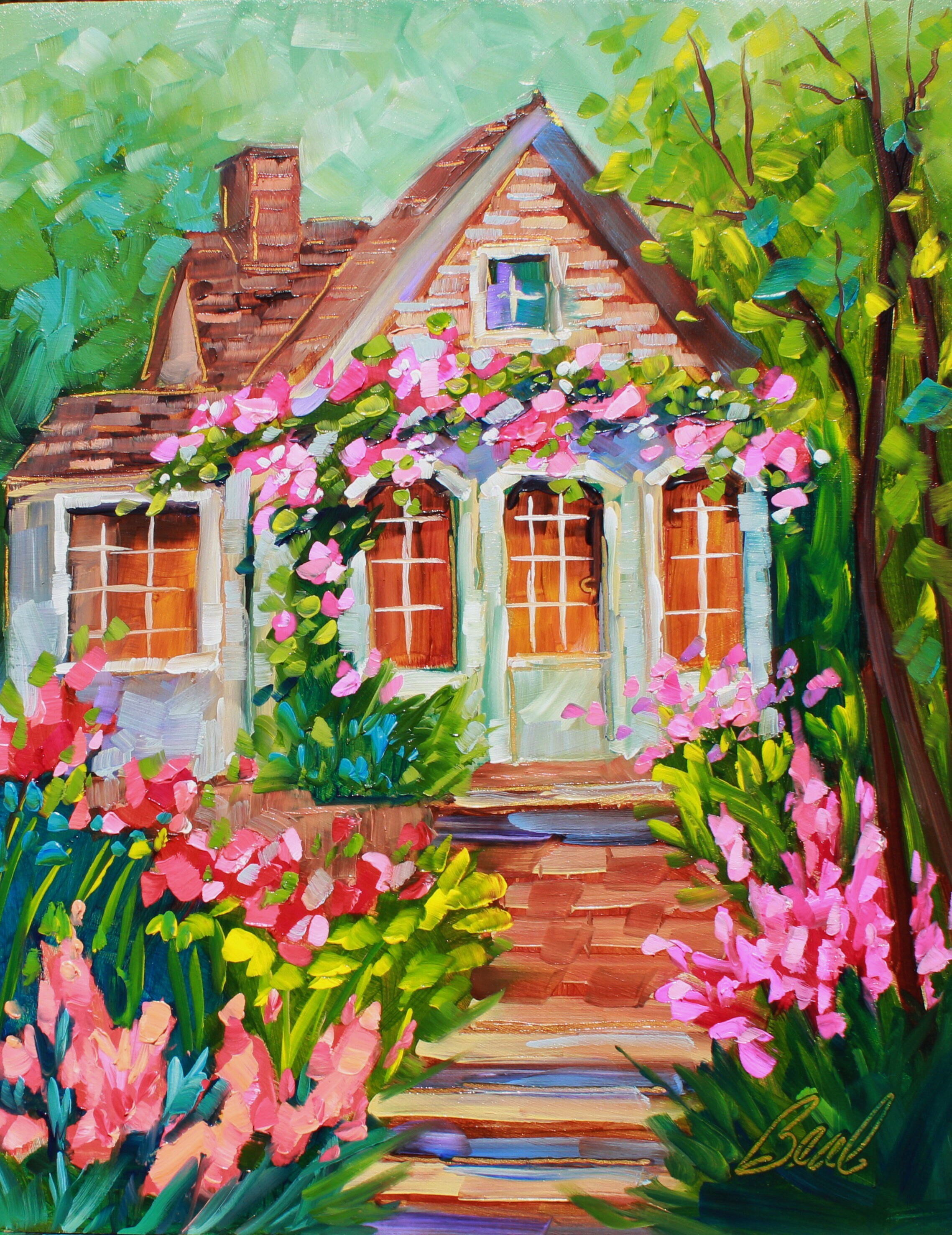 Original Oil Painting of Lands Dale Cottage, Cottage-core Art Gift by ...
