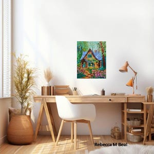 Pineview Cottage - Original Cottagecore Oil Painting by Rebecca Beal - Etsy