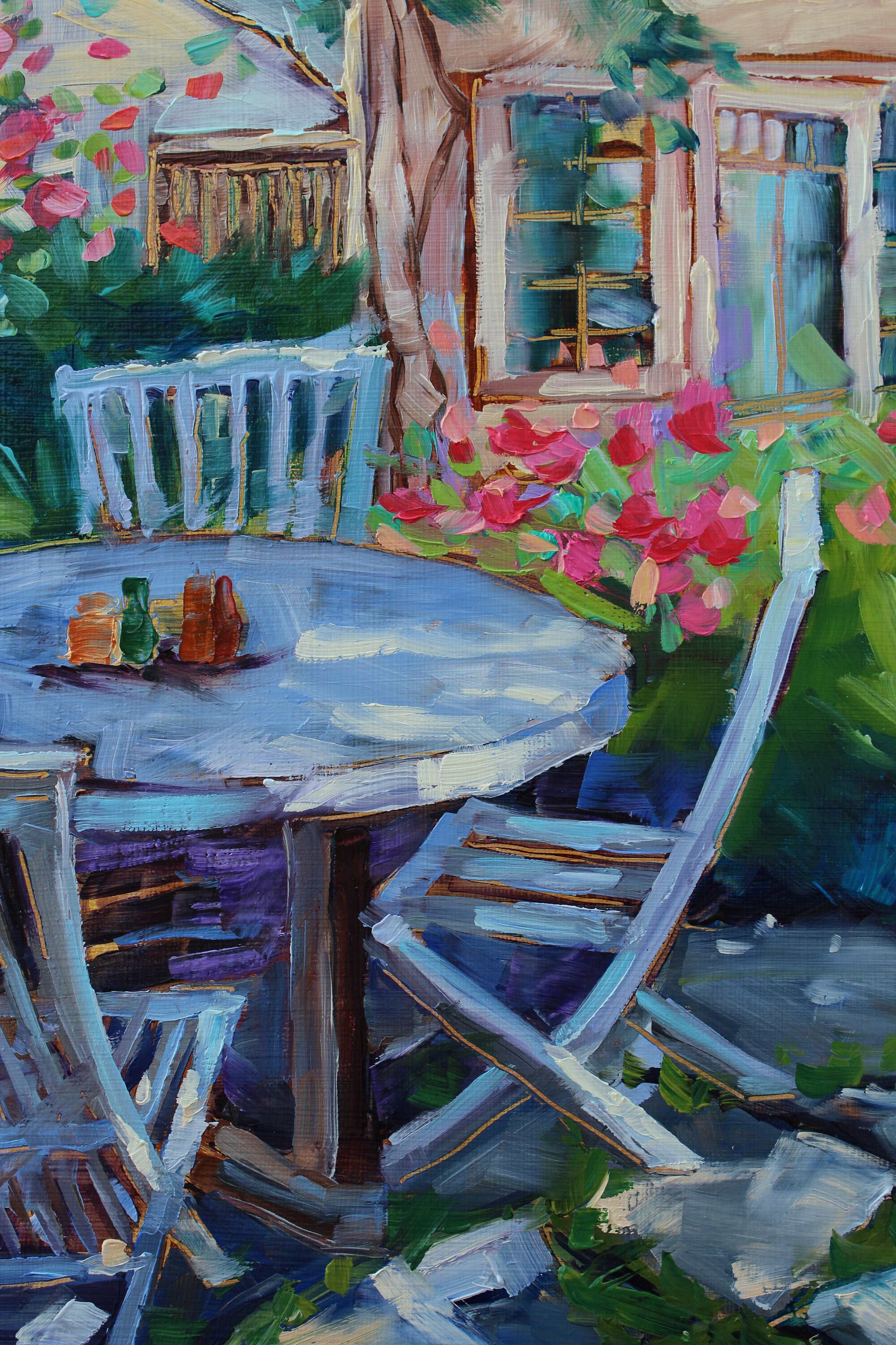 Garden Retreat: Behind the Cottage Impressionist Art by Rebecca M Beal ...
