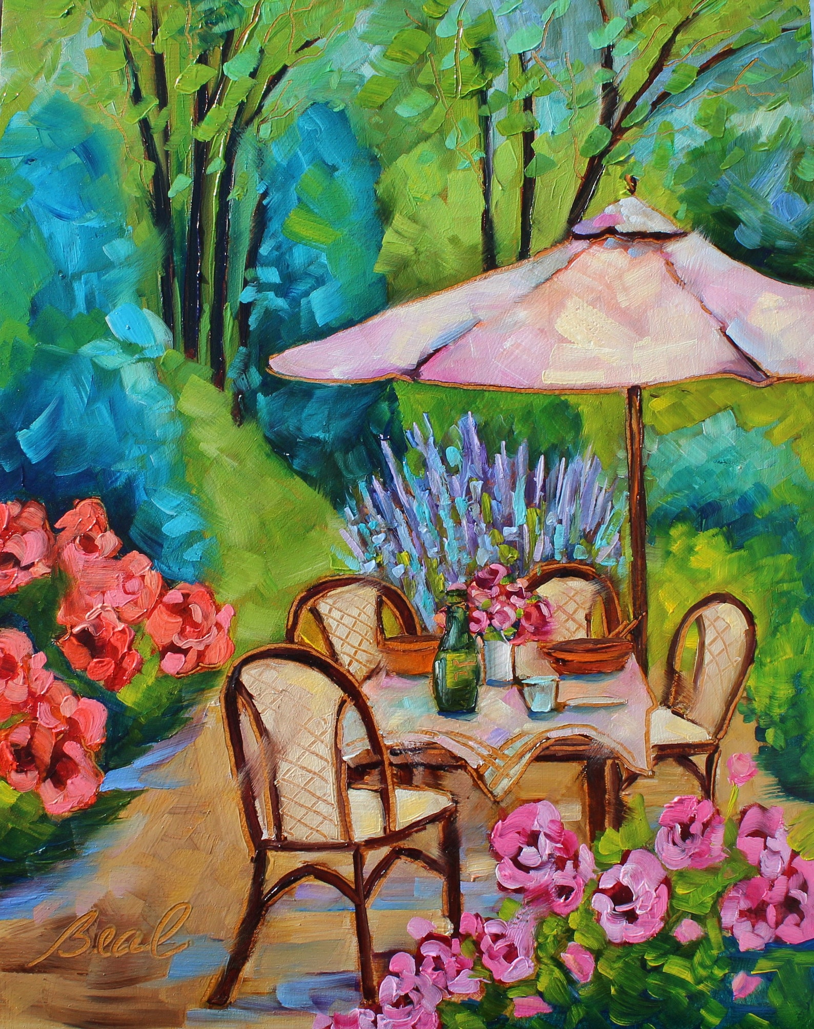 Original Oil Painting Woodland Garden Brunch Unique Home Decor - Etsy