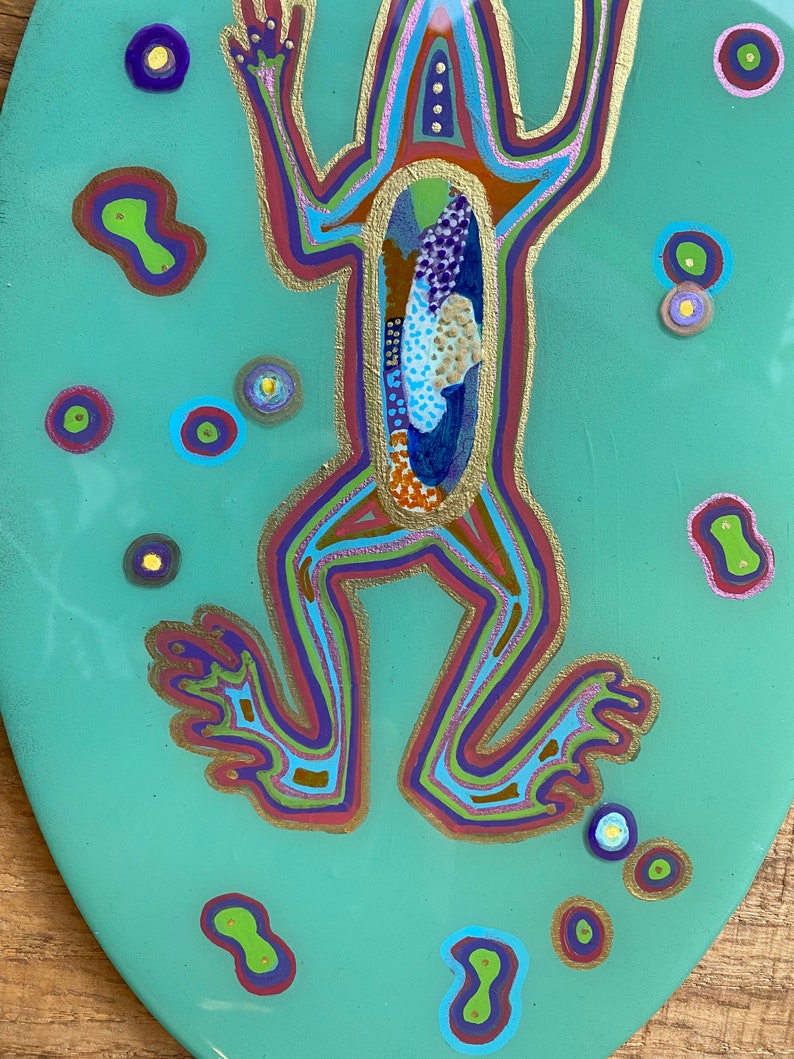 FROG Leaping Autopsy Line ART Aboriginal Chakra Style Science Oval ...