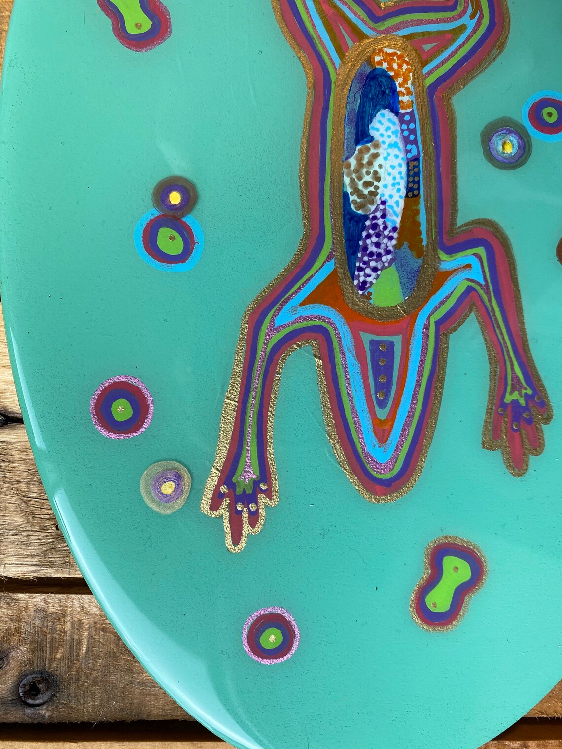 FROG Leaping Autopsy Line ART Aboriginal Chakra Style Science Oval ...