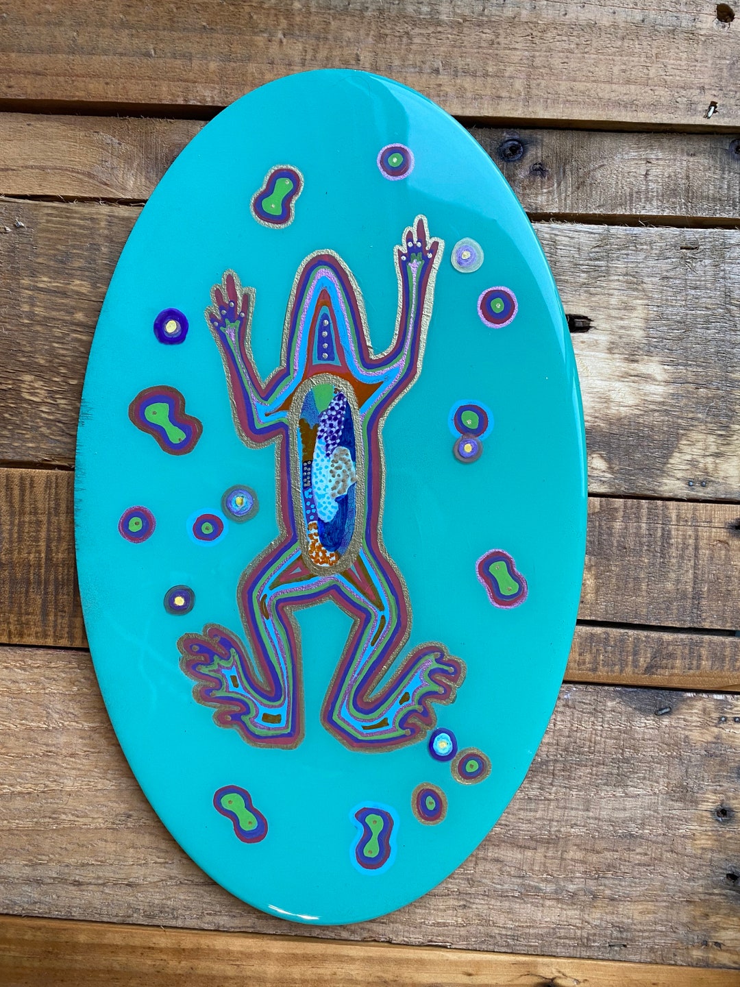 FROG Leaping Autopsy Line ART Aboriginal Chakra Style Science Oval ...