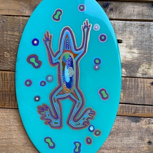 FROG Leaping Autopsy Line ART Aboriginal Chakra Style Science Oval ...