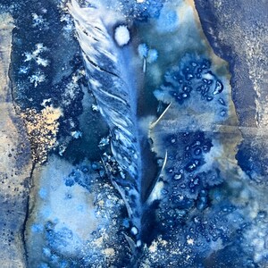 Cyanotypes Celestial Blue Feather | Cyanotype Bohemian Art | Bird ...