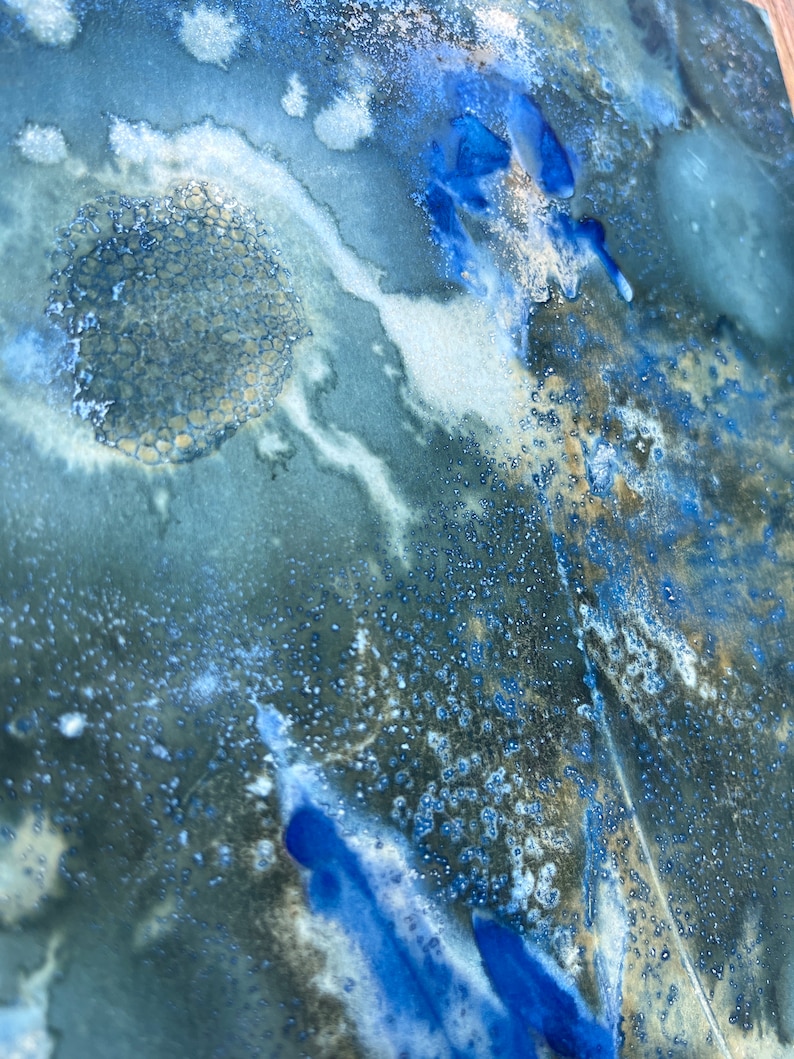 Cyanotype Wildflower Wall Artwork | Blue Green Wet Cyanotypes Print ...