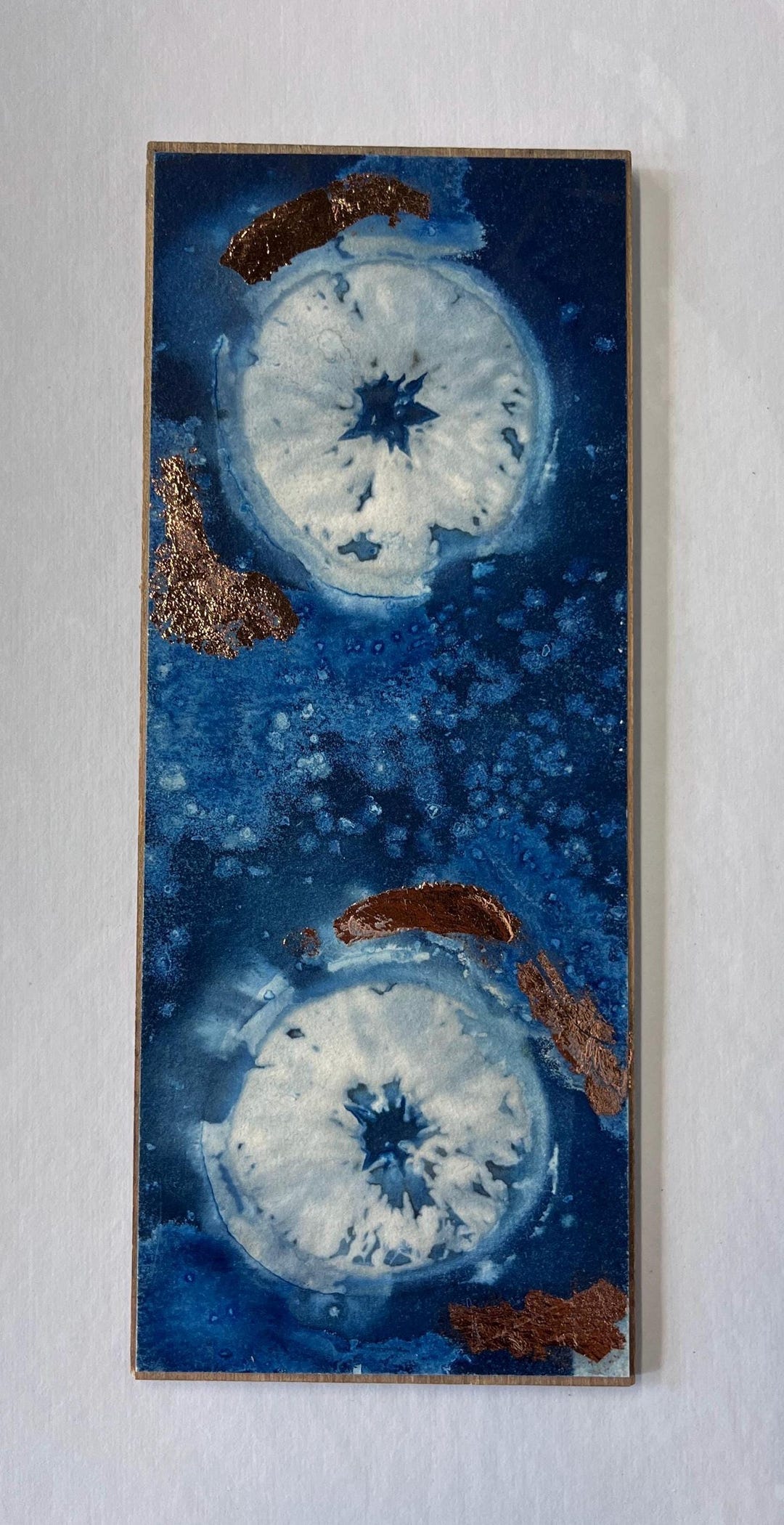 Cyanotype Citrus Orange Blue Photograph With Copper on Wood ...