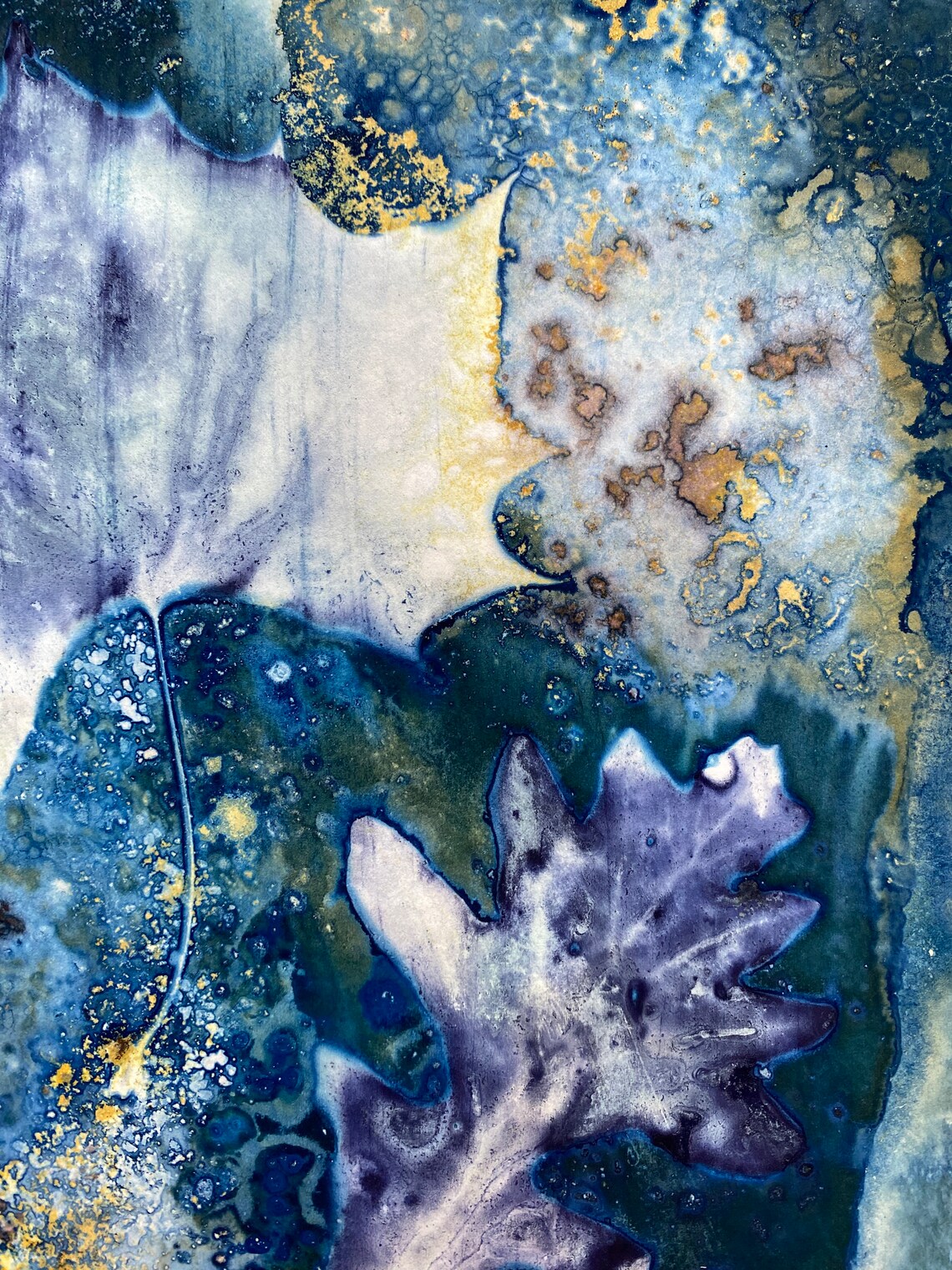 Autumn Foliage Cyanotype Art Plant Lover Leaves Cyan Blue Nature Print ...