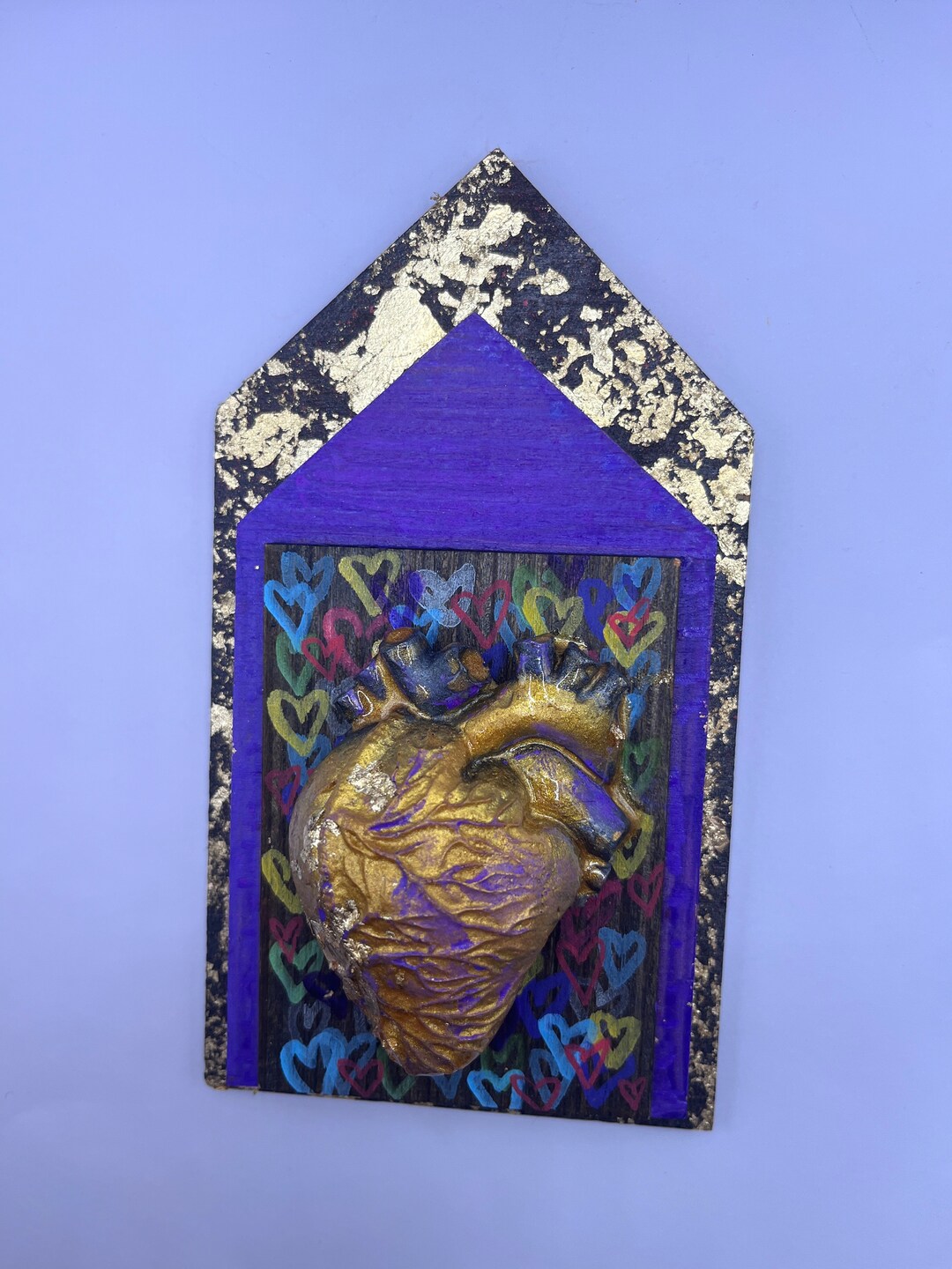 Altar Gold Shrine Home Art Form Anatomical Heart Faux Trophy House Wood Plaque Anatomy Grey ...