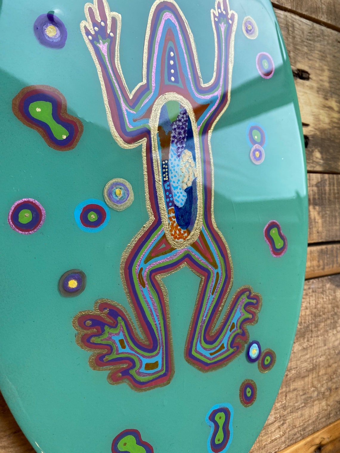 FROG Leaping Autopsy Line ART Aboriginal Chakra Style Science Oval ...