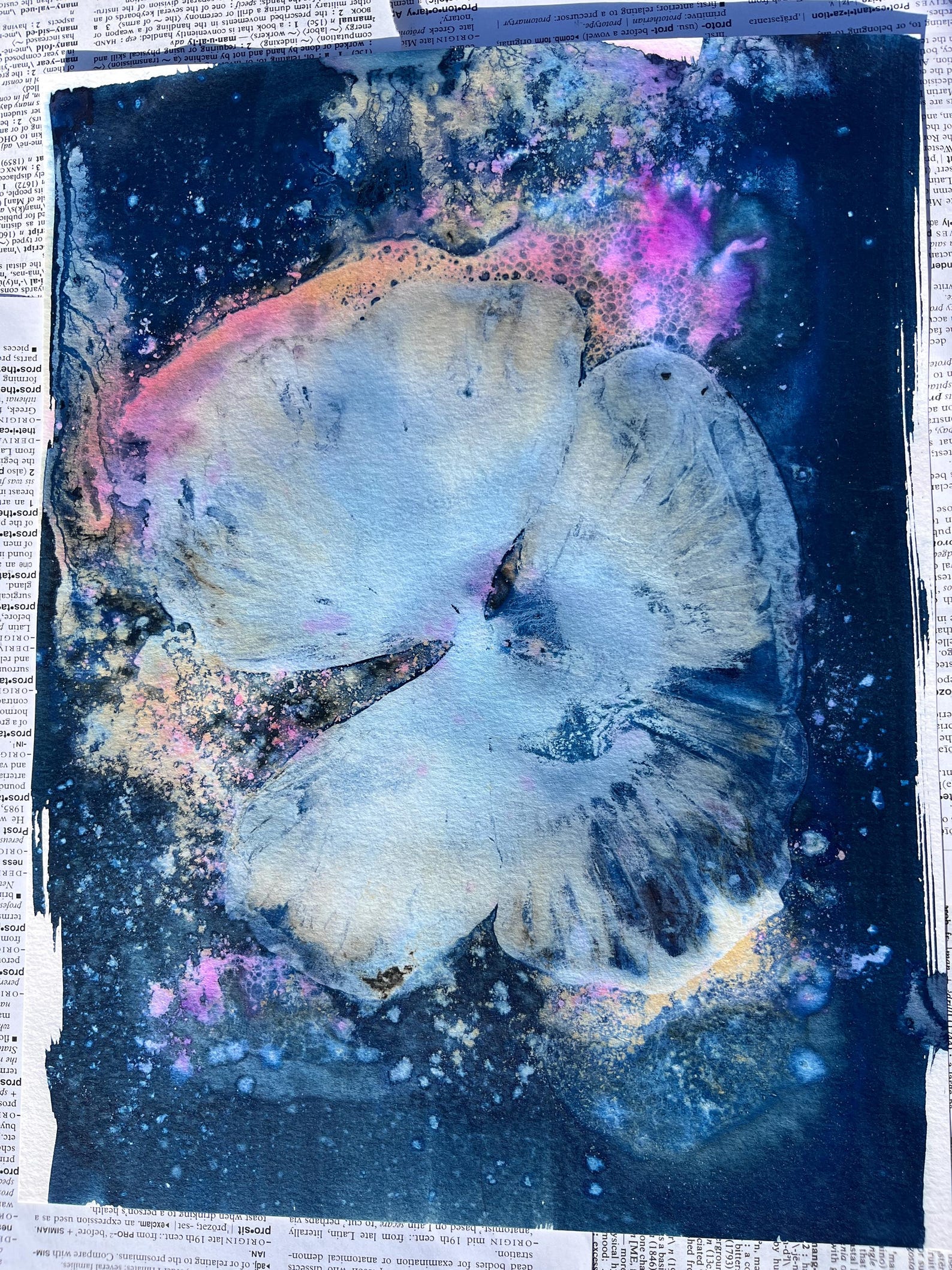 Vibrant Hibiscus Cyanotype Print: Unique Floral Art in Pink and Blue ...