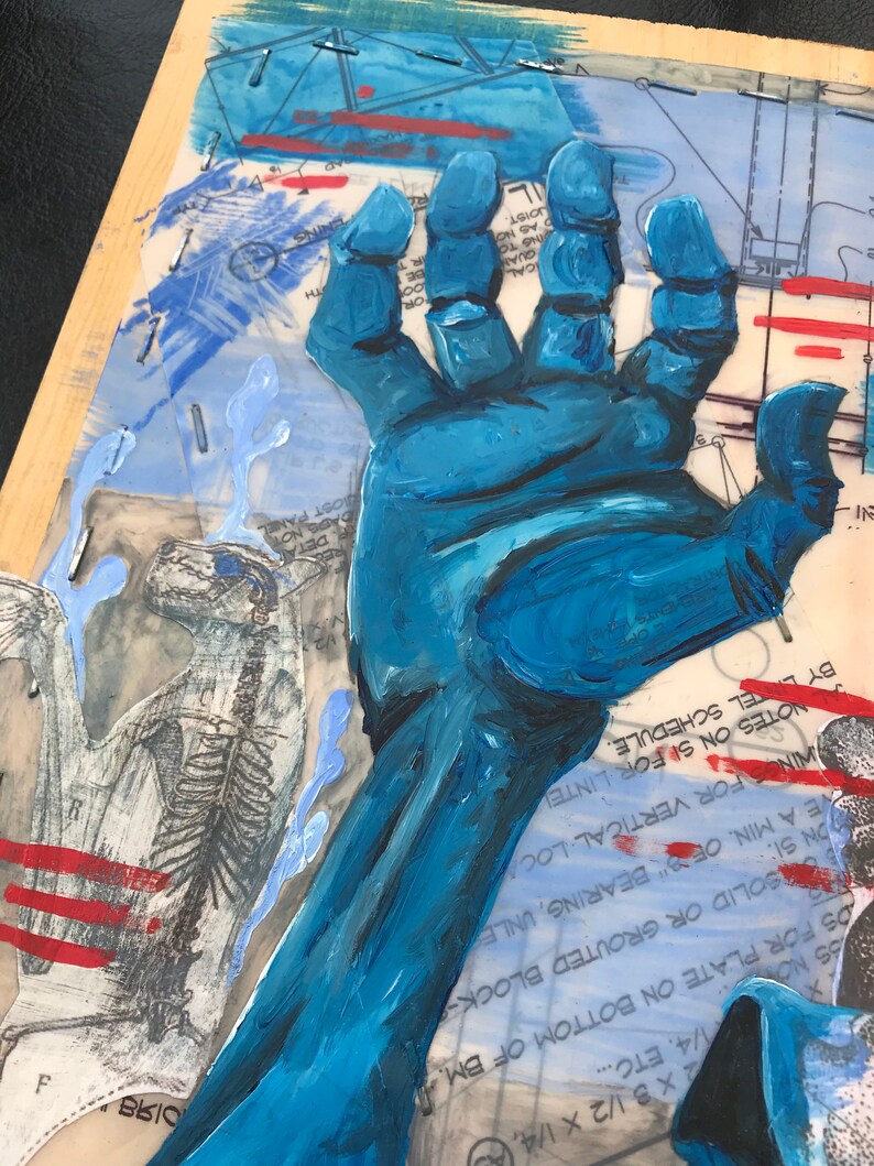 Graffiti Urban Art Screaming Blue Man Mixed Media Painting | Etsy