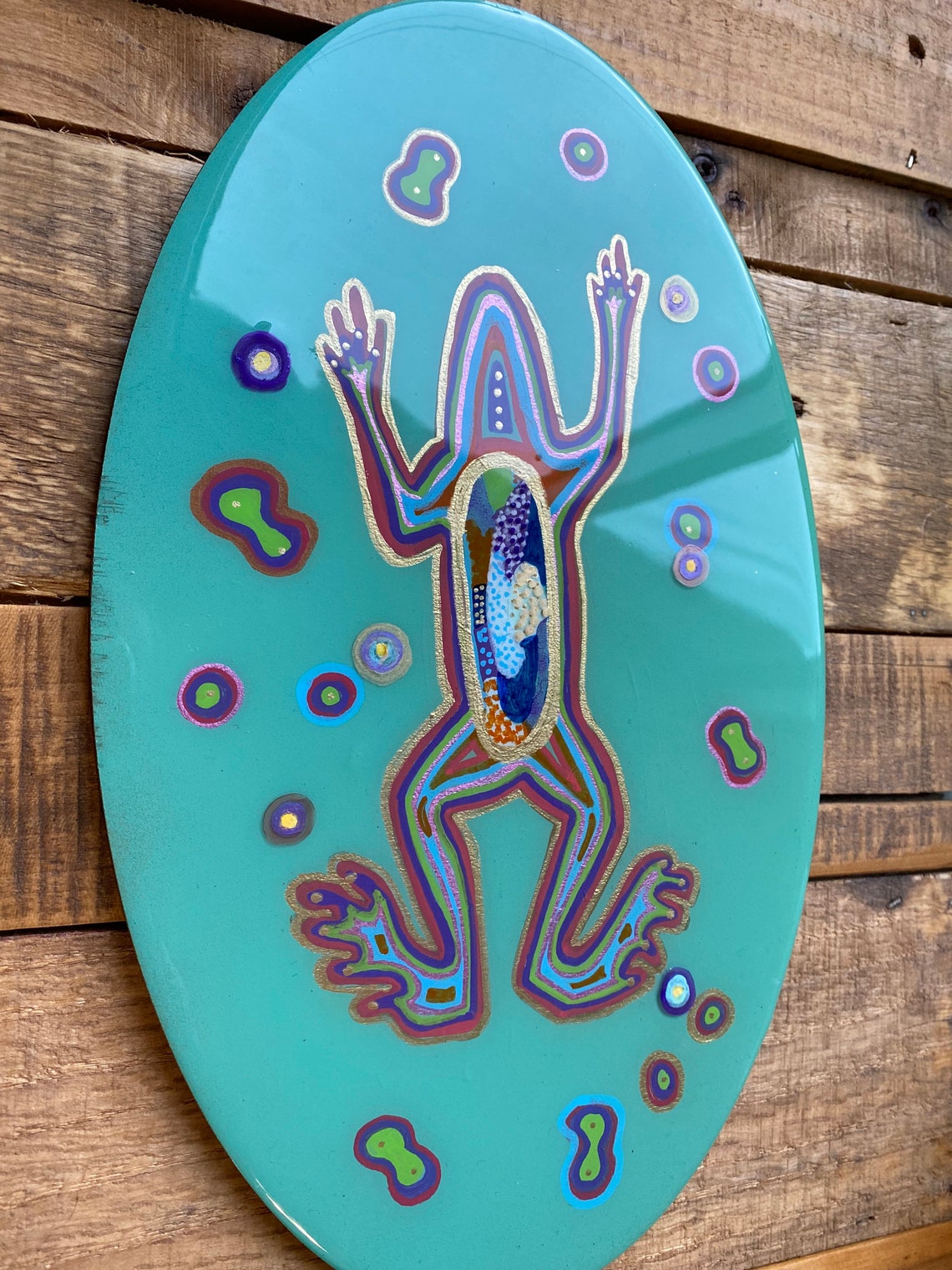 FROG Leaping Autopsy Line ART Aboriginal Chakra Style Science Oval ...