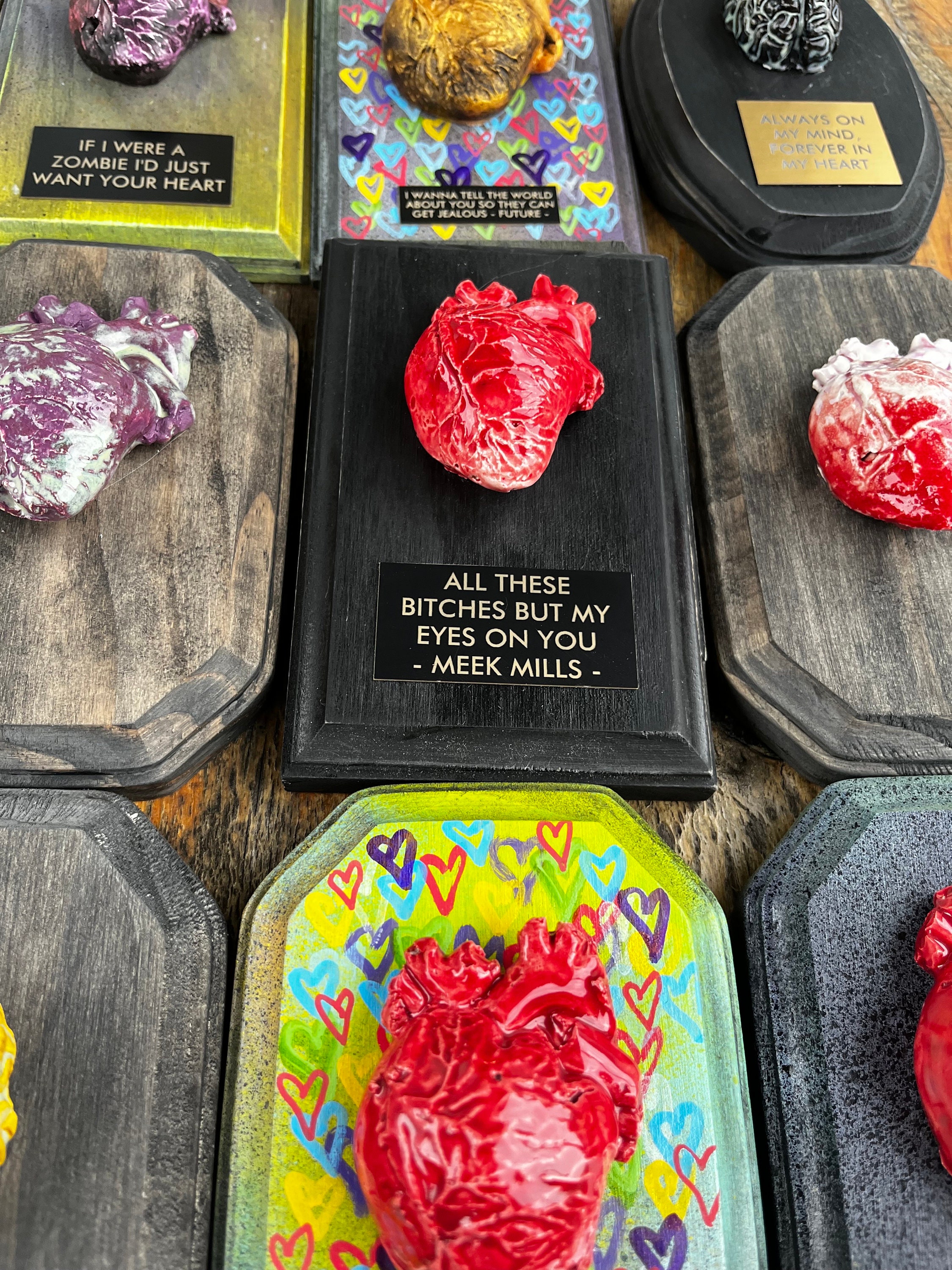 Red Anatomical Heart Rick Rolled Funny Love Faux Trophy Ceramic Wood ...