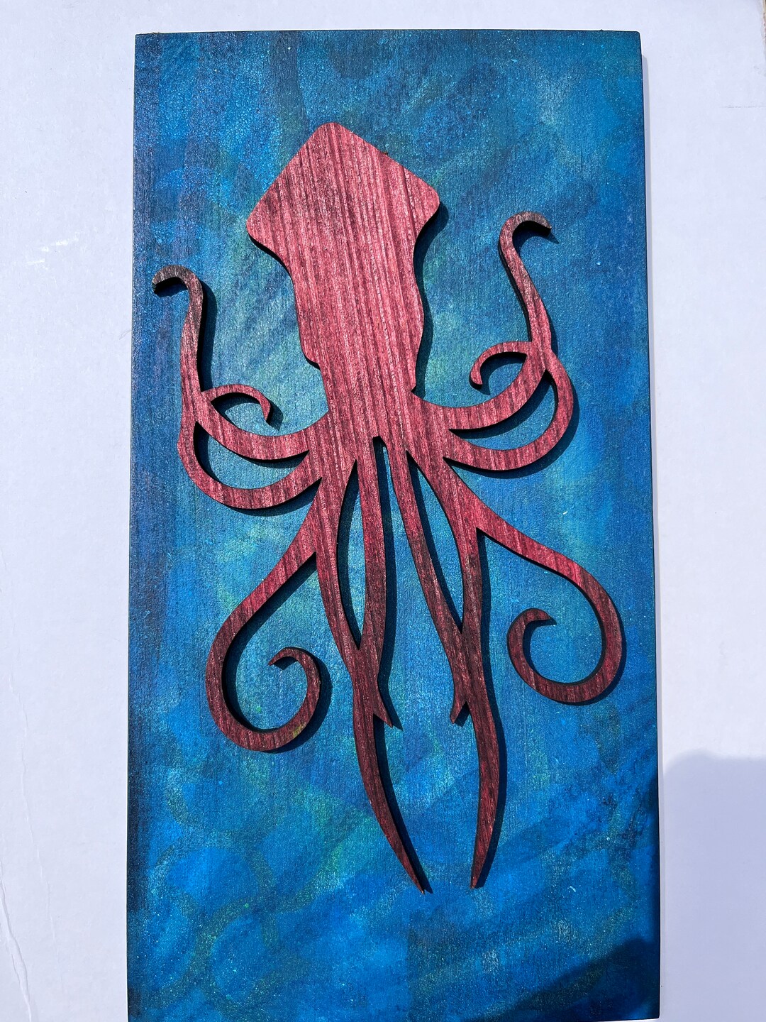 Kraken Giant Squid Cryptid Art Object Artwork Squid Deep - Etsy