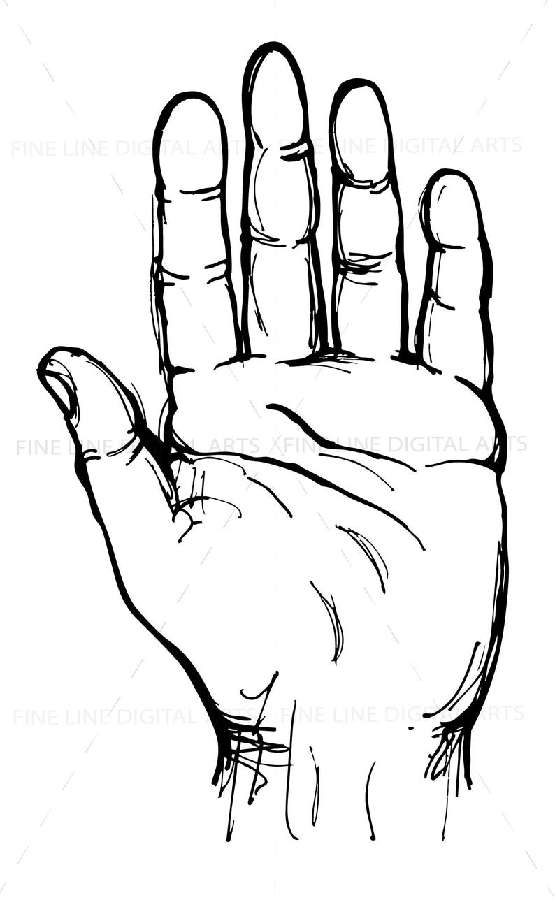 Chimpanzee Human Hand Clipart Black and White Sketch Hand Drawn ...