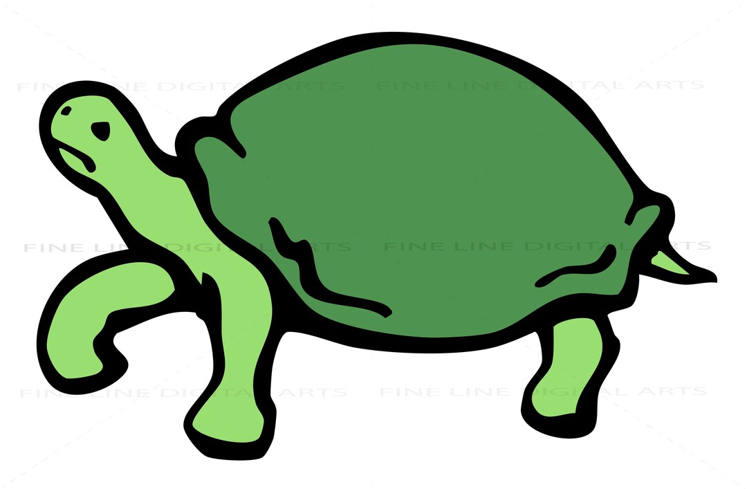 Turtle Clipart Cute Tortoise Stomping Pouting Animal Shell Hand-drawn ...