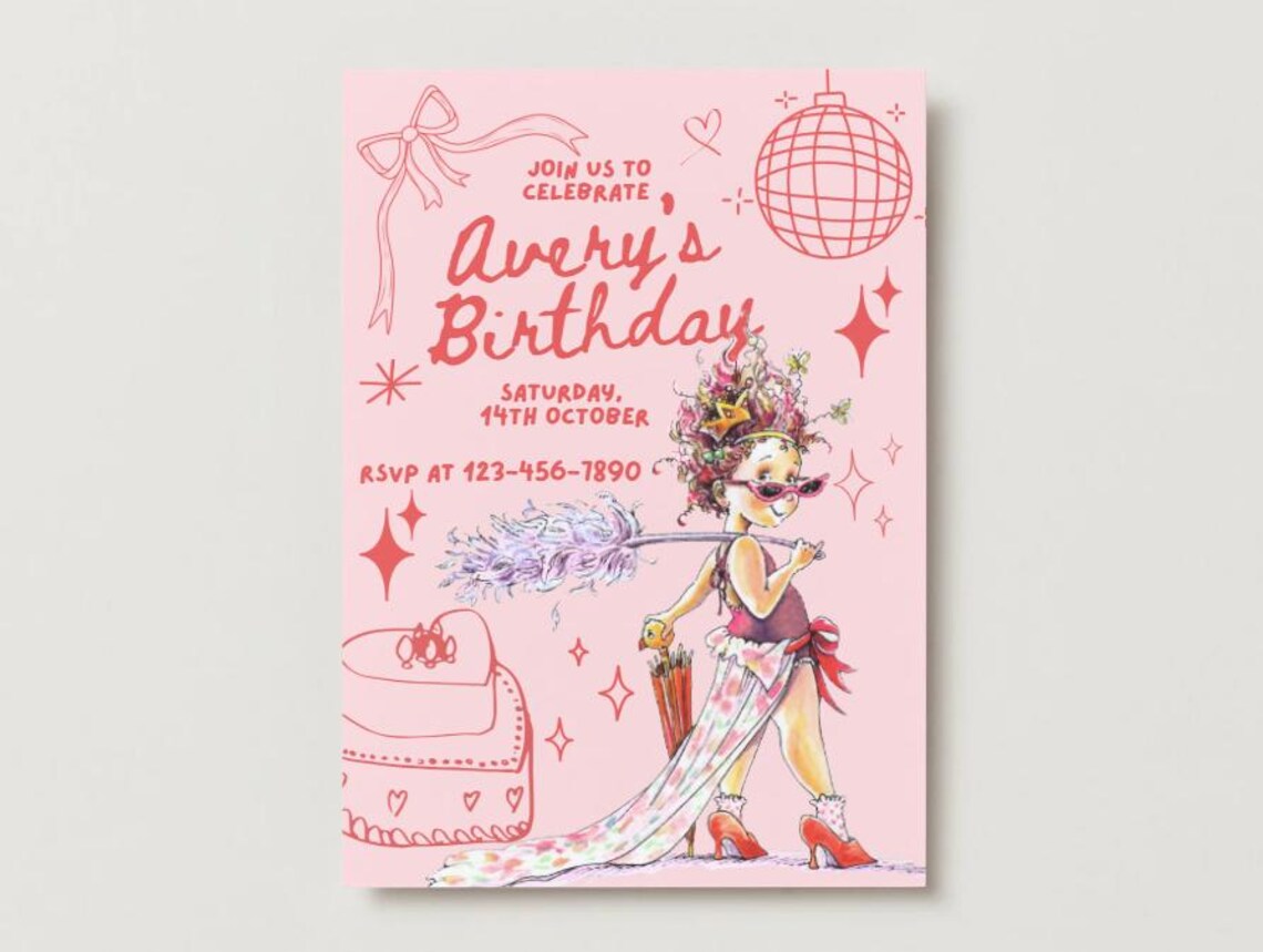 Editable Fancy Nancy Invite Front Only | Fancy Birthday Printable - Etsy