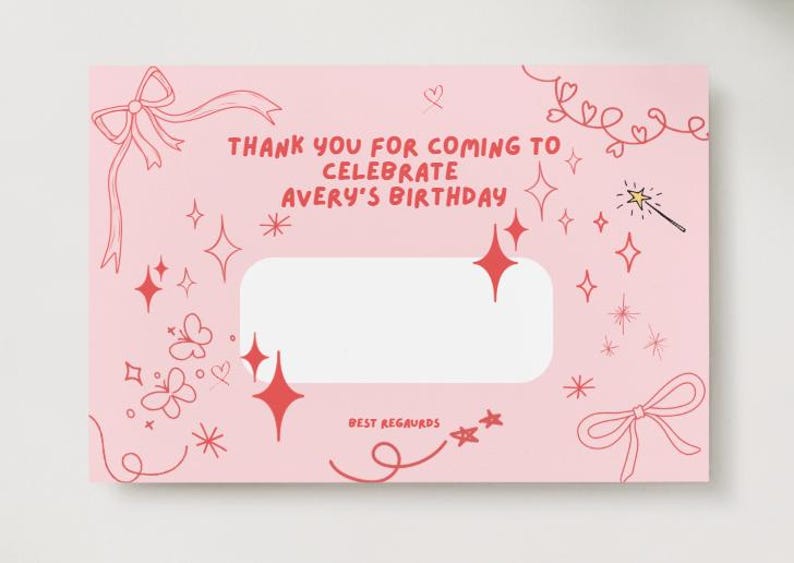 Fancy Nancy Thank You Card: Elegant Pink Printable Template (canva) - Etsy