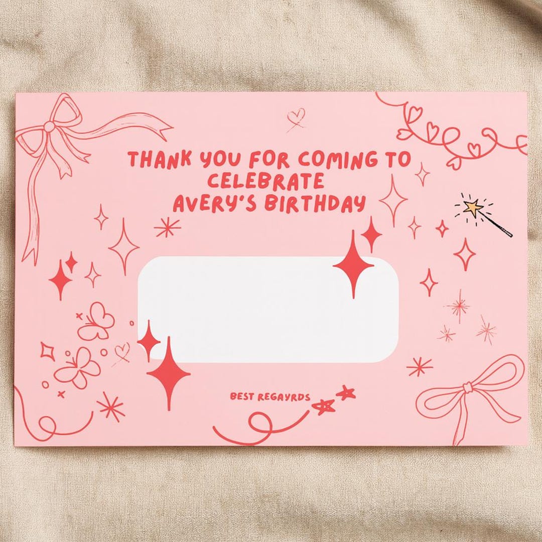 Fancy Nancy Thank You Card: Elegant Pink Printable Template (canva) - Etsy